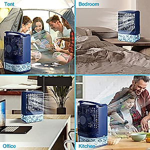 Evaporative Air Cooler,Personal Mini Air Cooler with Remote & Battery,Portable AC Fan (Dark Blue)