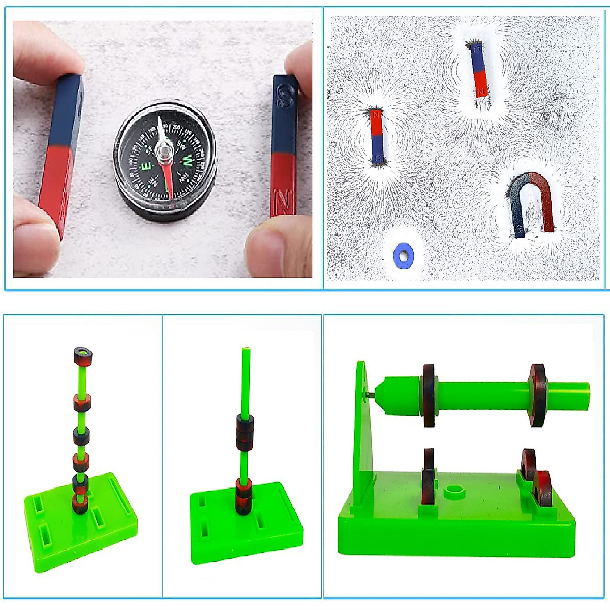 Labs Junior Science Magnet Set for Education Science Experiment Tools Icluding Bar/Ring/Horseshoe/Compass Magnets