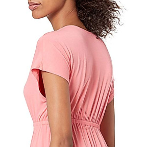 Amazon Essentials Women's Waisted Maxi Dress (Available in Plus Size), Peach, X-Large