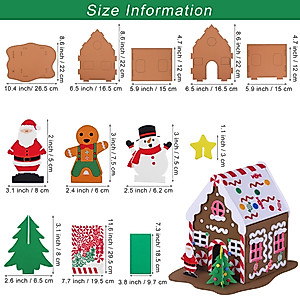 Elcoho 3 Sets of Gingerbread House DIY Craft Kit 3D Christmas Foam Stickers Decorations Party Crafts Decorations for Christmas Party Favors Project Art and Craft DIY Kit