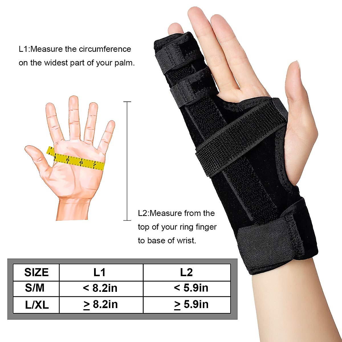 Ultrafun Two Finger Splint Medical Grade Boxer Finger Brace Support Immobilizer Cast for Broken Fingers, Injuries, Arthritis, Trigger Finger, Tendonitis and Pain Relief (Two Fingers-L/XL)