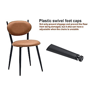 ZHNT Cognac Colour Vegan Leather Upholstered Modern Dining Chairs,Metal Legs for Kitchen Dining Room Chair,Bedroom,Living Room Chairs Set of 2 (Brown)