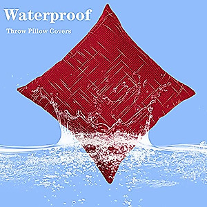 UGASA Patio Furniture Pillow Covers Outdoor Waterproof Throw Pillow Cushion Case, 2 Pcs, 20 x 20(50cm), Red