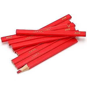 10pcs Carpenter Pencils Builders 170mm Octagonal Red Woodworking Pencils Woodworking Marking Tool