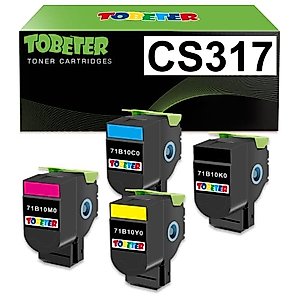 ToBeter Remanufactured CS317 Toner Replacement for Lexmark 71B10K0 71B10C0 71B10M0 71B10Y0 Toner Cartridge for CS317 CX317 CS417 CX417 CS517 CX517 CX628de CX629 Printer (Black Cyan Magenta Yellow)