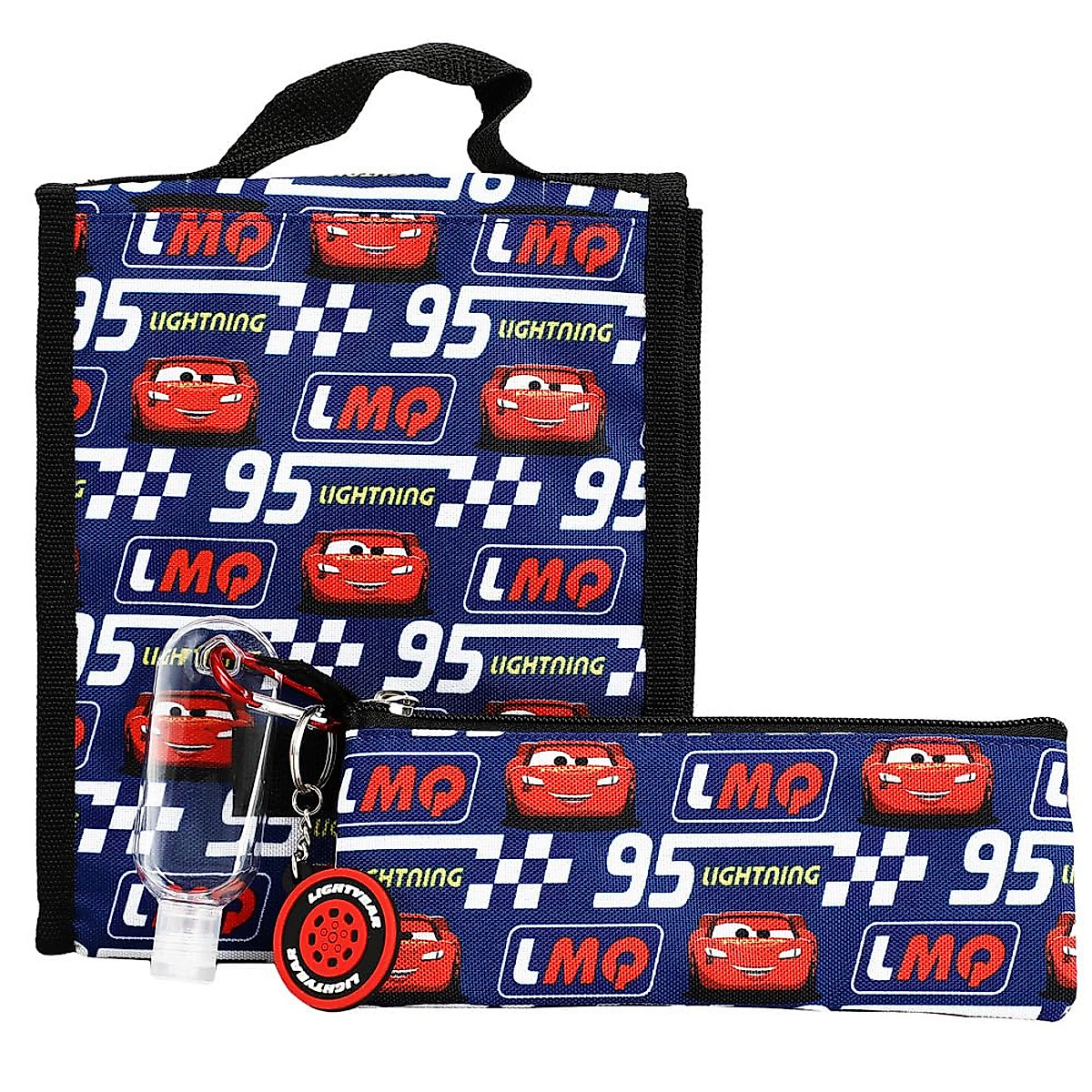 The Lightning McQueen Disney Cars Backpack and Lunch box set for kids 6 piece