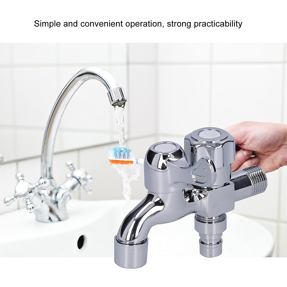 Double Use Tap Water Tap, G1/2 Male Thread Faucet Stainless Steel Double-Use Water Tap, Water Saving Faucet for Washing Machines Garden Irrigation Supplies