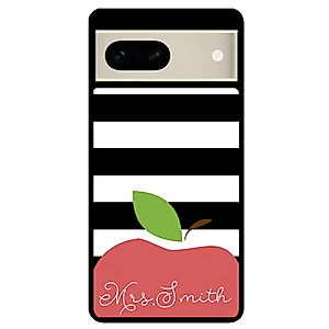 Teachers Appreciation Gift Personalized Black Rubber Phone Case Compatible With Google Pixel 8 Pro, 8a, 8, 7a, 7, Pixel 7 Pro, 6a, 6 Pro, 6, 5, 4a 5G, 4a 4G, 4, 4 XL, 3a, 3a XL, 3, 3 XL, 2 XL, 2