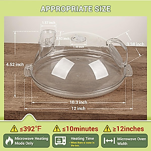 WENWELL Microwave Cover with Water Steamer & Tray,Food Protector for Splatter Guard,Dish Bowl Plate Serving Lid with Handle,BPA-Free,Clear Safe Plastic,10 Inchs