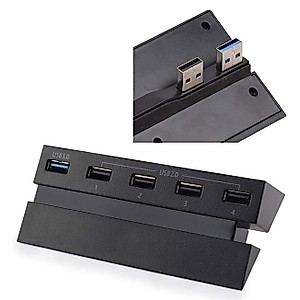 LinaLife PS4 USB Hub 3.0-5-Port USB 3.0 & 2.0 Extension Adapter for PlayStation 4 ps4 Not for PS4 Slim, PS4 PRO Edition Gaming Console