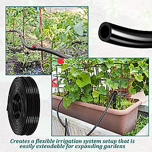 WILLBOND 656 Feet 1/4 Inch Drip Irrigation Tubing Irrigation Hose Garden Watering Tube Line, Drip Line Watering Drip Automatic Irrigation Equipment Set for Garden Irrigation System Flower Patio Lawn