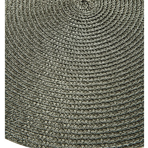BAOFIN Round Braided Placemats Set of 6, Table Mats for Indoor and Outdoor Dining Table, Washable Woven Non-Slip Placemats, 15 inches (Gray)
