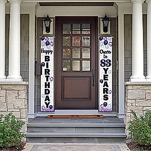 LASKYER Happy 83rd Birthday Purple Door Banner - Cheers to 83 Years Old Birthday Front Door Porch Sign Backdrop,83rd Birthday Party Decorations.