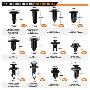 GOOACC 238Pcs Trim Removal Tool, Auto Push Pin Bumper Retainer Clip Set Fastener Terminal Remover Tool Adhesive Cable Clips Pry Kit Car Panel Radio Removal Auto Clip Pliers (GRC-207)