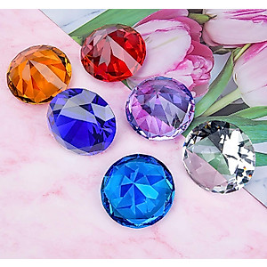 Large Crystal Diamond Paperweight with Stand Jewels Wedding Decorations Centerpieces Home Decor 3.15 inch (Clear)