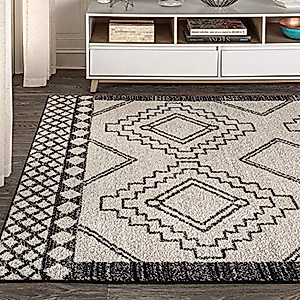 JONATHAN Y MOH208B-8 Aksil Moroccan Beni Souk Indoor Farmhouse Area, 8 ftx10 ft & MOH200A-8 Amir Moroccan Beni Souk Indoor Area-Rug Bohemian Farmhouse Rustic Geometric Easy, 8x10, Cream, Black