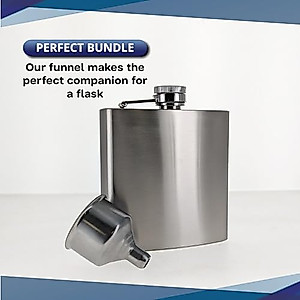 SE Stainless Steel Funnel for Flasks, Small Metal Funnel for Filling Drinking Liquor Flask, Transferring Oil, Juice, Milk, Attached Screw-On Cap