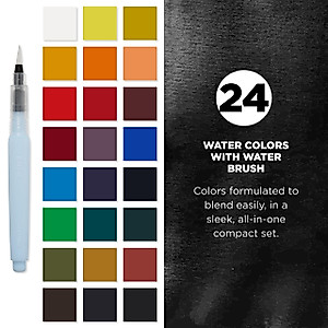 Sakura Koi Pocket Field Sketch Kit - Watercolor Sets for Painting On the Go - 24 Colors - 1 Water Brush - 1 Sponge - 1 Mixing Palette