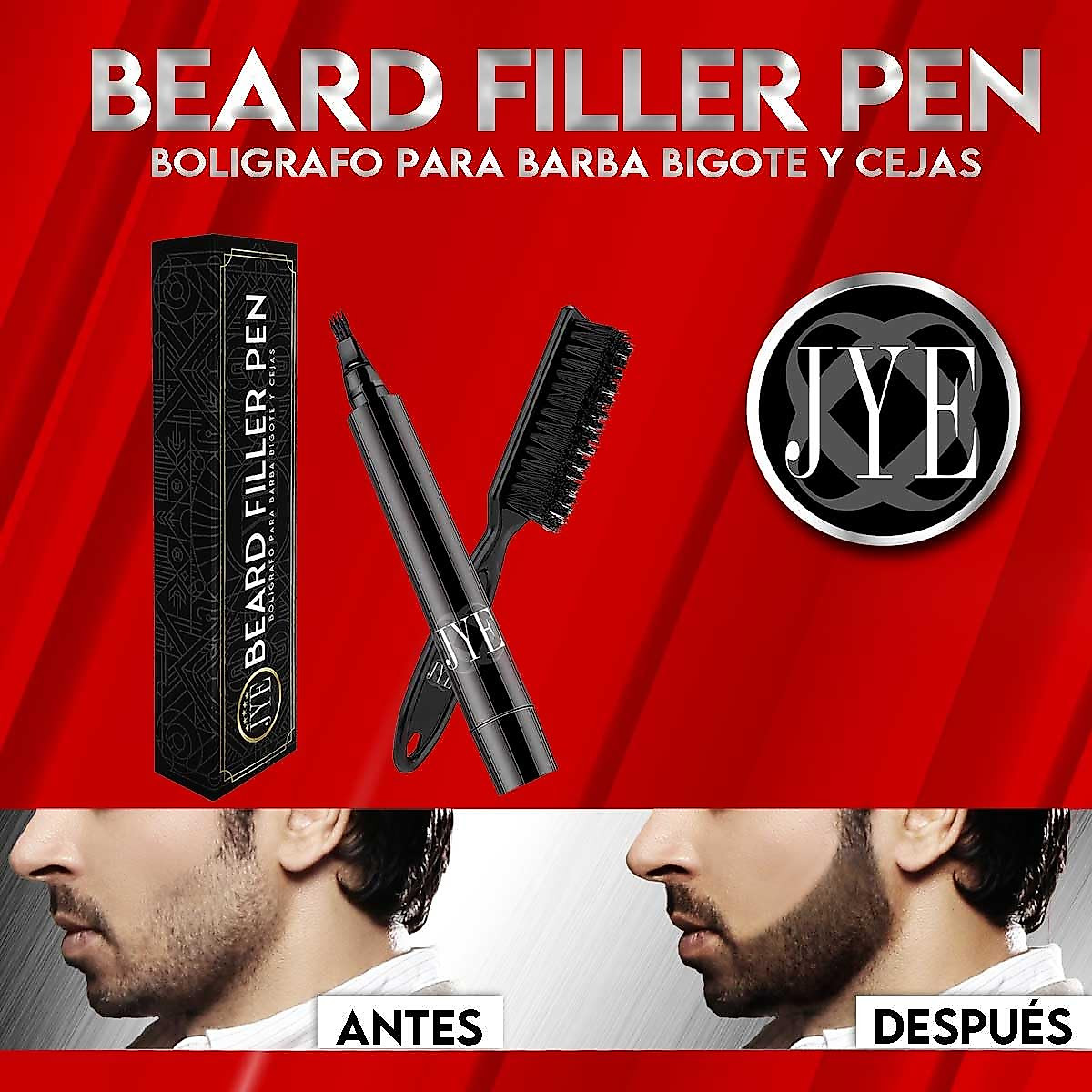 JYE Pen for beard, mustache or eyebrows, waterproof, long lasting, black pen filler