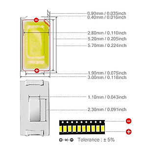 Chanzon 100 pcs 5730 (5630) White 6000K SMD LED Diode Lights Chip (5.7mm x 3.0mm DC 3V 150mA 0.5W 50-55LM) High Intensity Super Bright Lighting Bulb Lamps Electronics Components Light Emitting Diodes