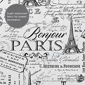 Blmiflwe 4Pcs Paris Shower Curtain Sets Bathroom Set Decor with Non-Slip Rugs Toilet Lid Cover Bath Mat,Paris Eiffel Tower Waterproof Bathroom Curtains Shower Set with 12 Hooks 65" x 70 "