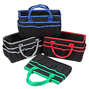 Jjring Craft and Art Organizer Tote Bag - 600D Silver Nylon Fabric Art Caddy with Pockets - for Art, Craft, Sewing, Medical, and Office Supplies Storage