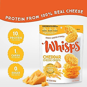 Whisps Cheese Crisps Variety Pack | Protein Chips | Healthy Snacks | Protein Snacks, Gluten Free, High Protein, Low Carb Keto Food | Parmesan, Cheddar Cheese, Asiago, Pepper Jack (2.12 Oz, 6 Pack)