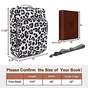 Losong Bible Covers for Women, Bible Carrying Case with Strap, Bible Protective Bag with Handle & Zippered Pocket, Study Bible Bag and Totes for Church Gifts Leopard