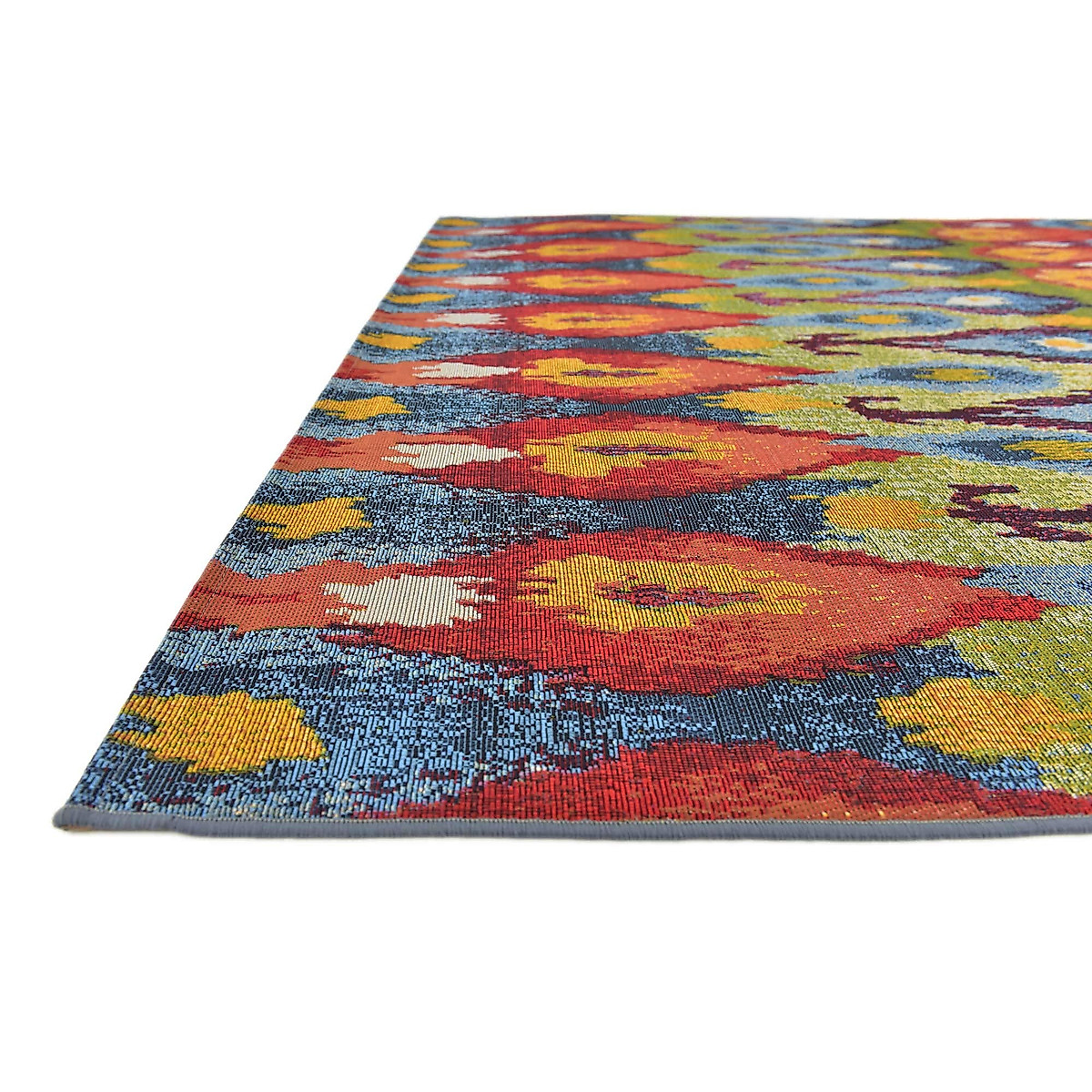 Unique Loom Outdoor Modern Collection Area Rug - Ikat (5' 4" Square, Multi/ Burgundy)