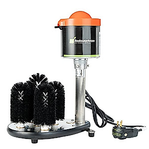 Restaurantware Clean Tek Professional 5-Brush Electric Glass Washer 1 Heavy-Duty Bar Washer - Upright For Bar Or Kitchen Stainless Steel Automatic Glass Washer 115V 1.3 HP NEMA 5-15P Plug