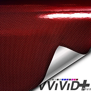 VViViD+ Holographic Weave High-Gloss Vinyl Car Wrap (1ft x 5ft, Red)