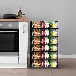 Vrisa Stackable Can Rack Organizer 2 Pack Can Dispenser for Food Storage Can Organizer for Kitchen Pantry Cabinet Hold up to 72 Cans Black
