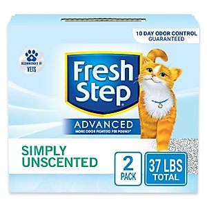 Fresh Step Clumping Cat Litter, Advanced, Simply Unscented, Extra Large, 37 Pounds total (2 Pack of 18.5lb Boxes) (Package May Vary)