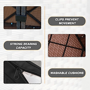 gaildon Patio Furniture Set, 7 PCS Outdoor Sectional Patio Furniture Set with 42" Fire Pit Table, All-Weather Rattan Wicker Sofa Couch for Garden Backyard Deck Poolside, Black