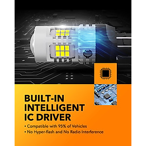 OXILAM Upgraded 7440 7443 LED Bulbs White for Reverse Lights, 4000LM 600% Brighter, 7441 7444 T20 W21W LED Lamps Replacement for Backup Tail Brake Turn Signal Parking Lights and DRL (Pack of 2)