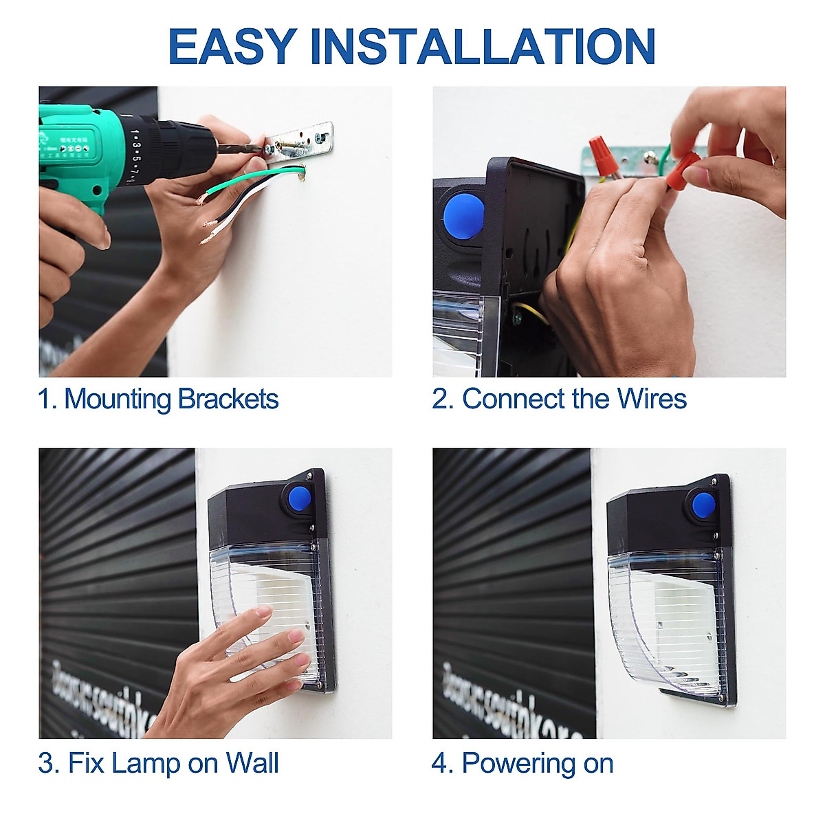 CINOTON 30W LED Wall Pack Light with Dusk to Dawn Sensor, 3600LM, 5000K Daylight [120Vac/200-300W HID/HPS Equiv.] IP65 Waterproof Outdoor Security Flood Lighting for Garage Warehouse Garden 2 Pack