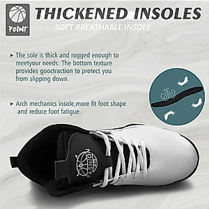 CJSPORX Men's Basketball Shoes Breathable Non-Slip Sneakers Fashionable Sports White-1 Size 13