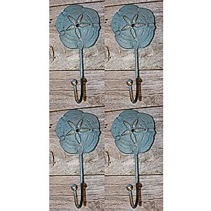 Antique-Look Ocean Theme Bath Towel Hooks Bronze-Look 6 3/4 inch Cast Iron, H-88 Set of 4