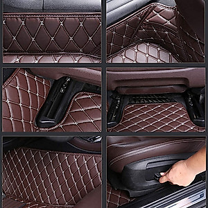CHENGTAI Custom Automotive Car Floor Mats for 98% Sedan SUV Sports Car Men Women Protection Full Coverage Pads Anti-Slip Leather Floor Lining (Black+Red)
