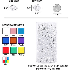 DomeStar Fake Ice Rocks, 150PCS(2.5Cups) Acrylic Gems Crystals Clear Rocks Plastic Diamonds Vase Centerpiece for Vase Fillers Party Table Scatter Wedding Food Display