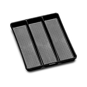 madesmart Utensil Tray-CARBON COLLECTION 3 Compartments, Soft-Grip Lining & Non-Slip Feet & BPA-Free, Large
