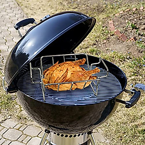 Burly grill Turkey Rack Turkey Toasting Rack for Big Green Egg, BBQ Rib Rack for Smoking Turkey Smoker Roasting Rack Roaster Pan Stainless Steel for Large Big Green Egg and Kamado Joe Pit Boss