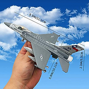 YEIBOBO ! F-16 Fighting Falcon - 1/100 Diecast Airplane Model Pull Back Fighter Toy (Gray)