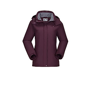 CAMEL CROWN Ski Jackets for Women Winter Snow Coats Warm Mountain Waterproof Female Jacket Hooded Windbreaker Dark Purple S
