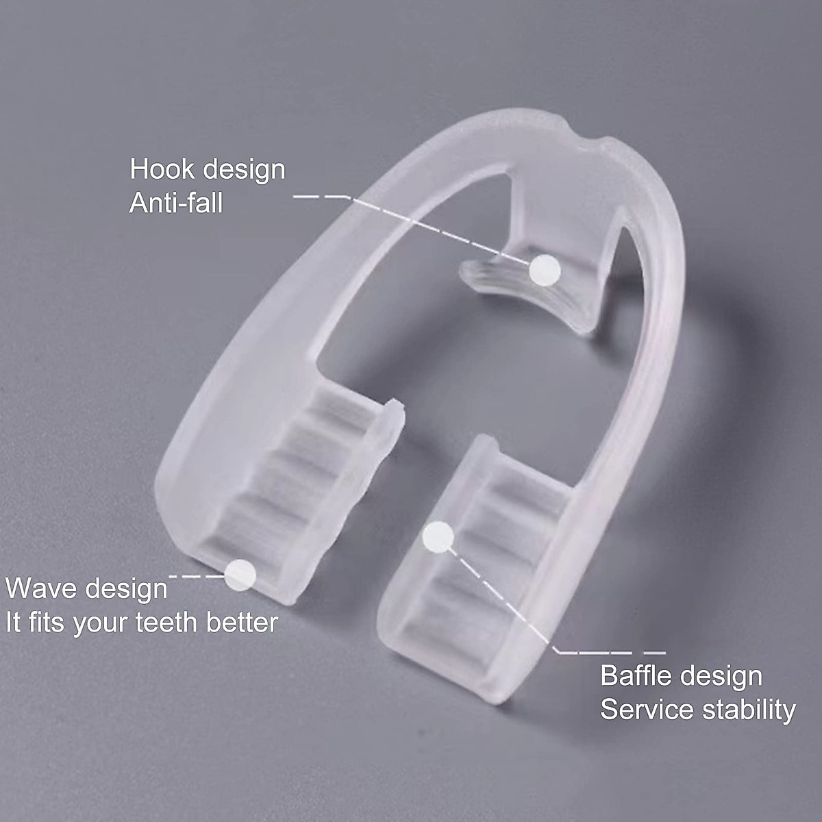 2Pcs Wave-Design Tooth Brace, Nighttime Protection for Teeth, Mouth Guard for Grinding Teeth, Eliminates Teeth Clenching, Comfortable Custom Mouth Guard for Stops Bruxism Transparent