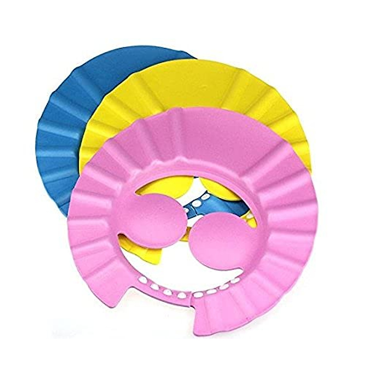 URToys 3pcs Soft Adjustable Shampoo Bath Bathing Shower Cap Hat Wash Hair Shield Hat for Baby Kids Children Hair Cutting Protect