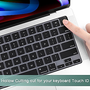 Batianda Premium Gradient Color Keyboard Cover for New MacBook Pro 14'' Pro 16'' 2024 2023 M4 M3 M2 M1 Pro/Max Chip & New MacBook Air 13 15 inch Soft-Touch Silicone Protective Skin,Black