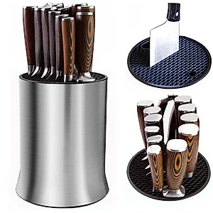 XXL Universal Knife Block Holder, 304 Stainless Steel Without Knives, Detachable for Easy Cleaning, Rust Proof