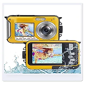 TOUMENY Waterproof Digital Camera, Full Hd 2.7K 48Mp16X Digital Zoom Video Recorder, Self-Timer Dual Screen