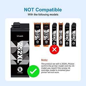 Uniwork Remanufactured Ink Cartridge Replacement for Epson 252XL Ink Cartridges Combo Pack 252 XL T252XL Compatible with Workforce WF-3640 WF-3620 WF-7110 WF-7710 WF-7720 WF-7620 Printer (8 Pack)